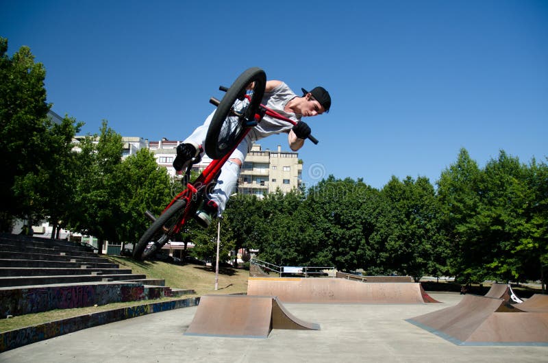 BMX Bike Stunt Table Top stock photo. Image of male, action - 20559304