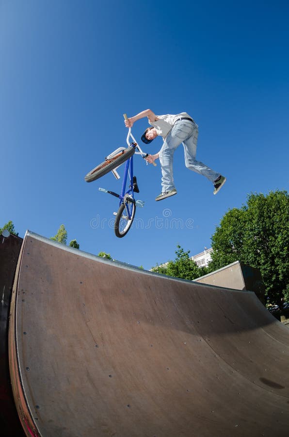 BMX Bike Stunt tail whip stock photo. Image of stunt - 26336990