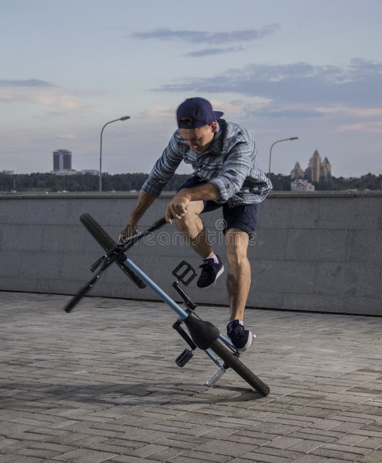 Bmx Freestyle. a Man on Bmx Doing Tricks. Stock Photo - Image of jung ...