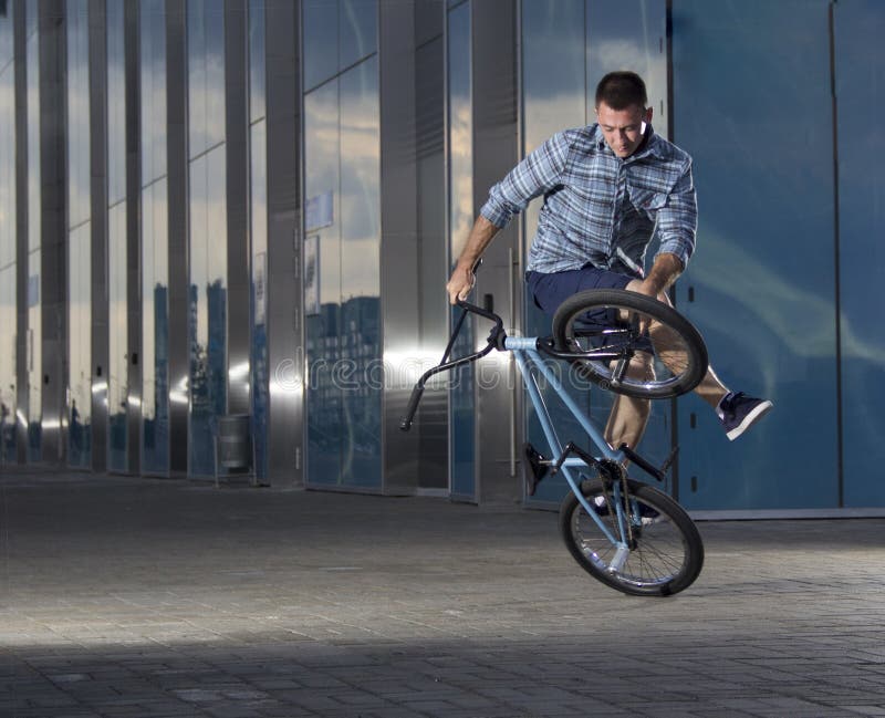 Bmx Freestyle. a Man on Bmx Doing Tricks. Stock Image - Image of jung ...