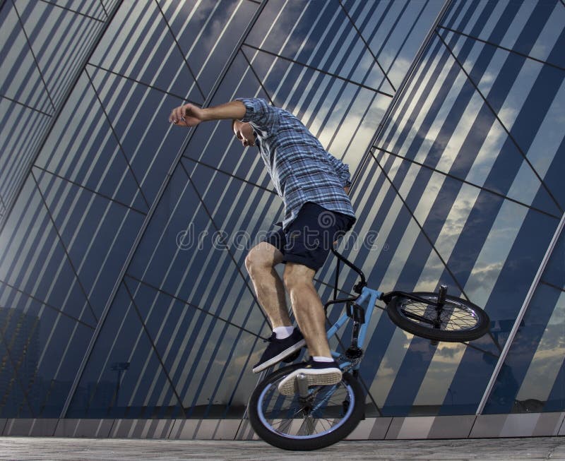 Bmx Freestyle. a Man on Bmx Doing Tricks. Stock Image - Image of ...