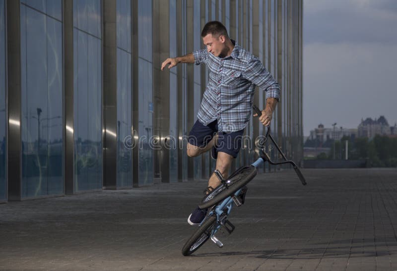 Bmx Freestyle. a Man on Bmx Doing Tricks. Stock Image - Image of ...