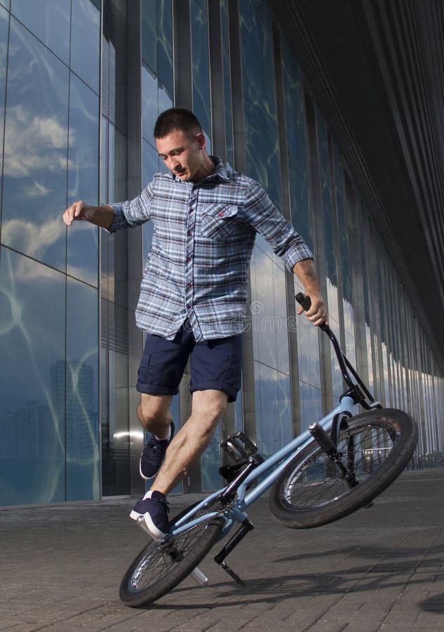 Bmx Freestyle. a Man on Bmx Doing Tricks. Stock Image - Image of ...