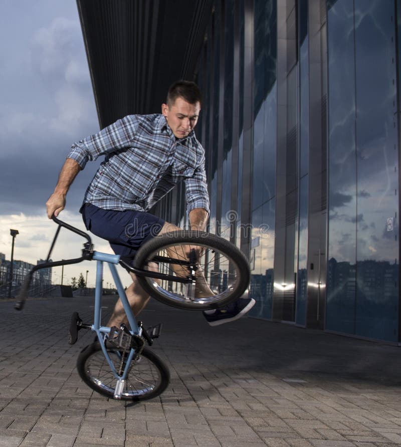 Bmx Freestyle. a Man on Bmx Doing Tricks. Stock Image - Image of ride ...