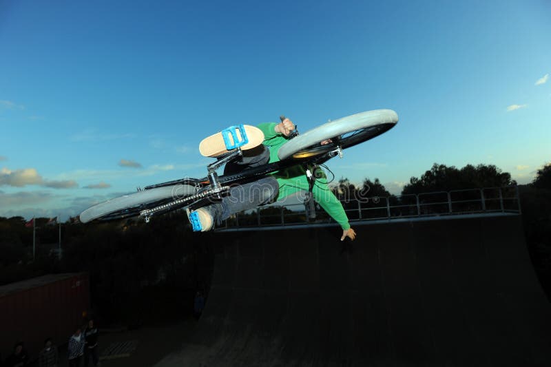 BMX Ramp Rider stock image. Image of hover, action, biking - 14403229