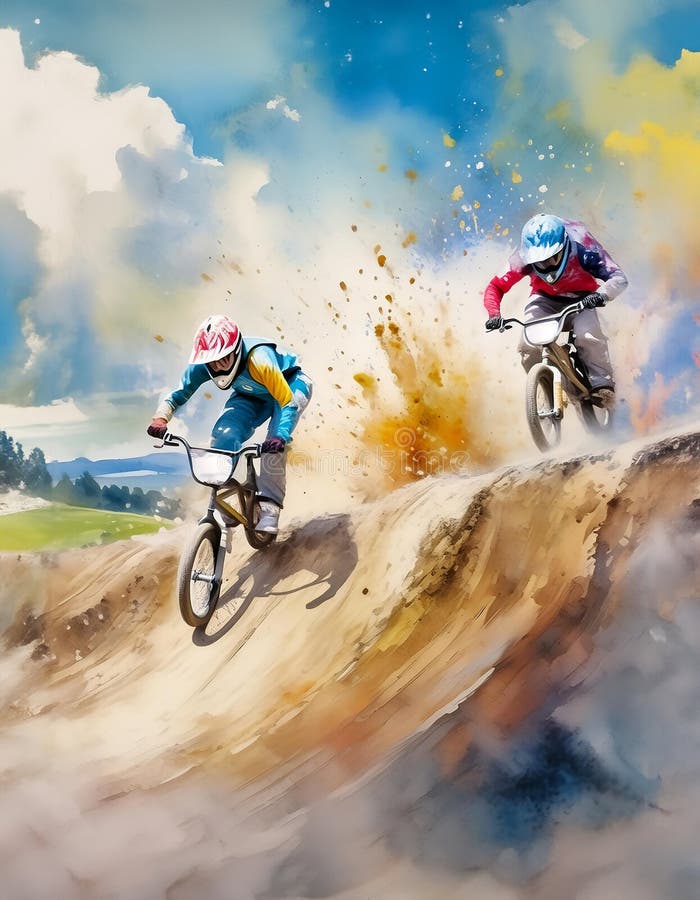 BMX Riders in the Sky stock illustration. Illustration of natural ...