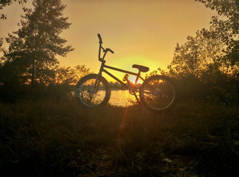 Bmx sunset stock photo. Image of bike, river, sunset - 111681866