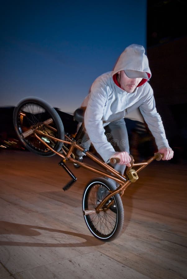 Bmx training at night stock image. Image of biking, jumping - 14009687
