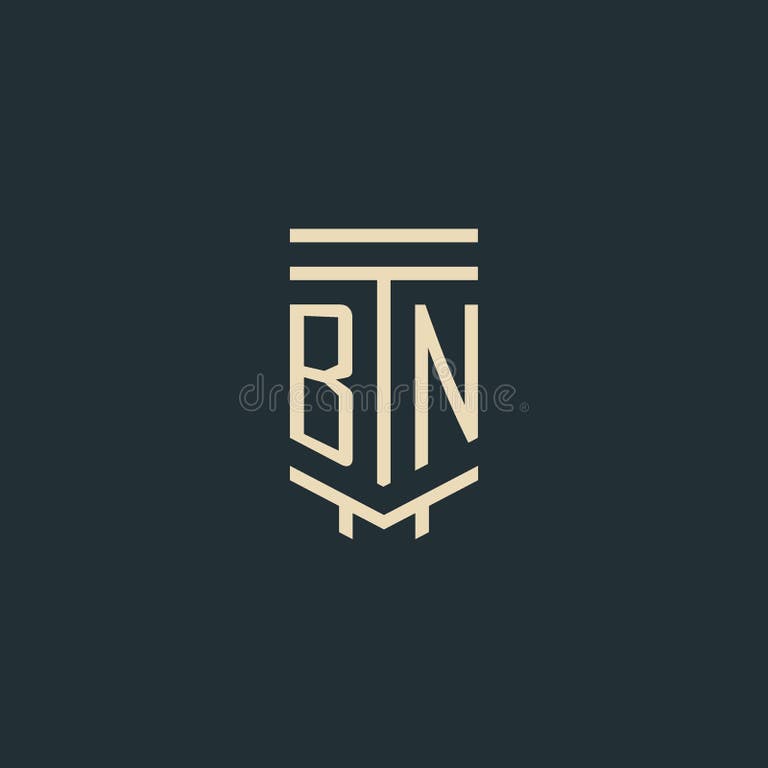 BN Initial Monogram with Simple Line Art Pillar Logo Designs Stock ...