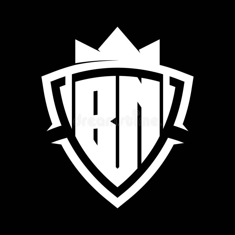 BN Letter Monogram with Triangle Curve Shield Shape with Crown White ...