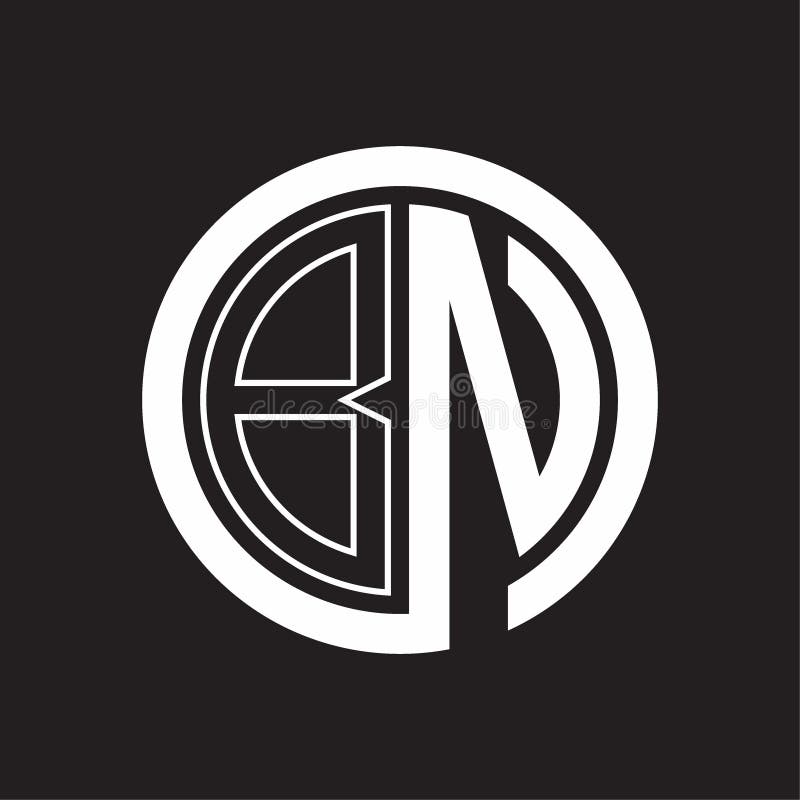 BN Logo with Circle Rounded Negative Space Design Template Stock Vector ...