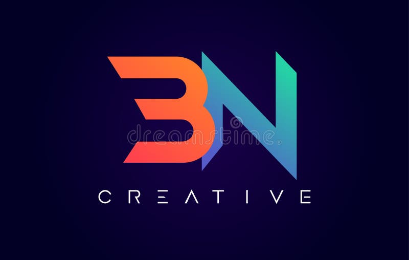BN Logo Letter Design with Modern Creative Concept and Orange Blue ...