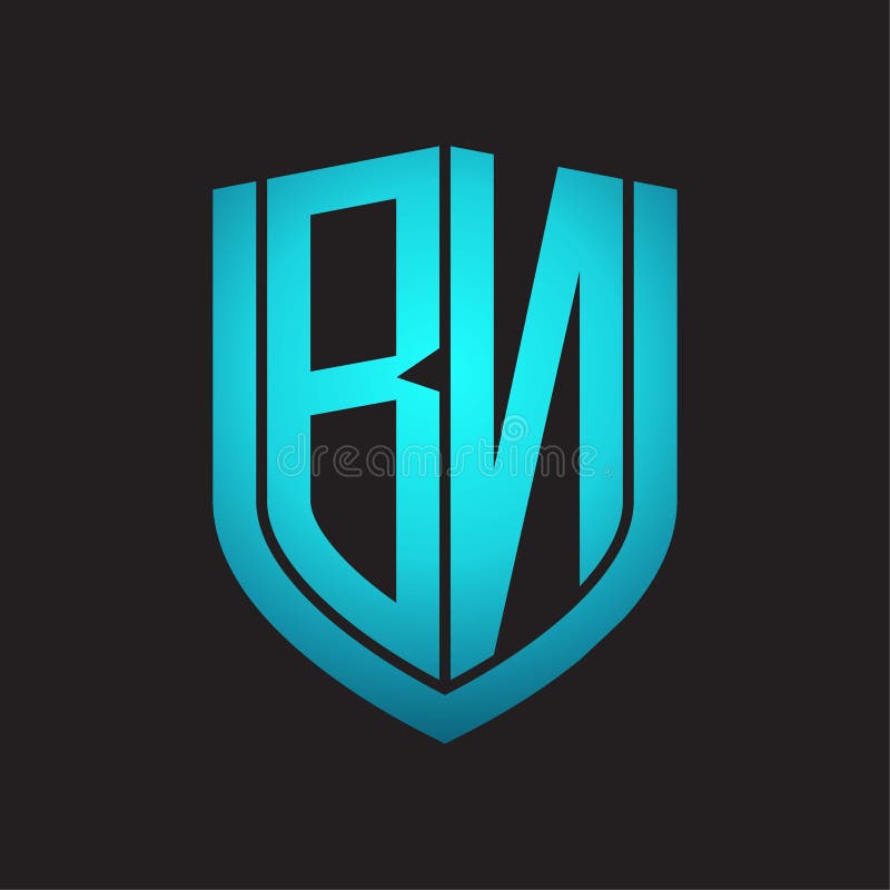 BN Logo Monogram with Emblem Shield Design Isolated with Blue Colors on ...