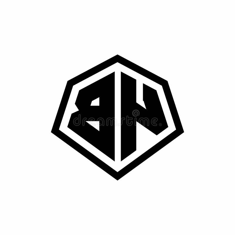 BN Monogram Logo with Hexagon Shape and Line Rounded Style Design ...