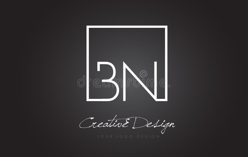 BN Square Frame Letter Logo Design with Black and White Colors. Stock ...
