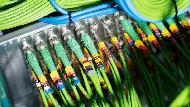 A Large Number of SDI Wires and Connectors. Bnc Patch Panel Cabling ...