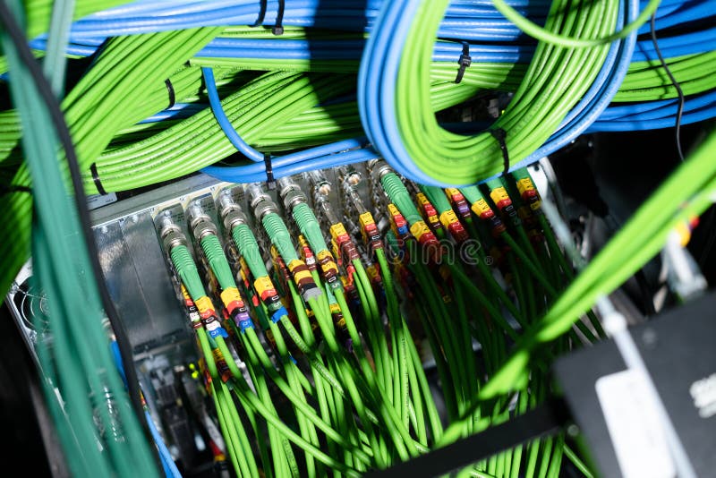 A Large Number of SDI Wires and Connectors. Bnc Patch Panel Cabling ...