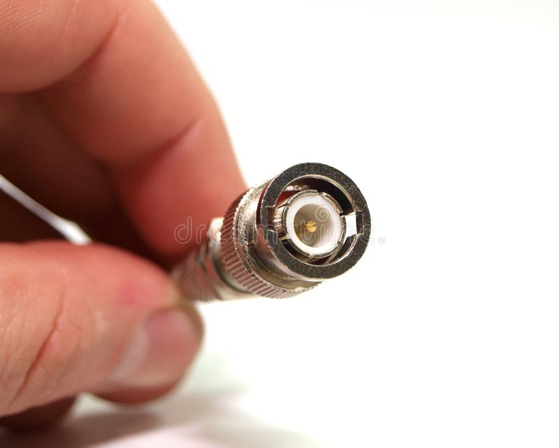 Connector in hand stock photo. Image of electronics, detail - 15758700