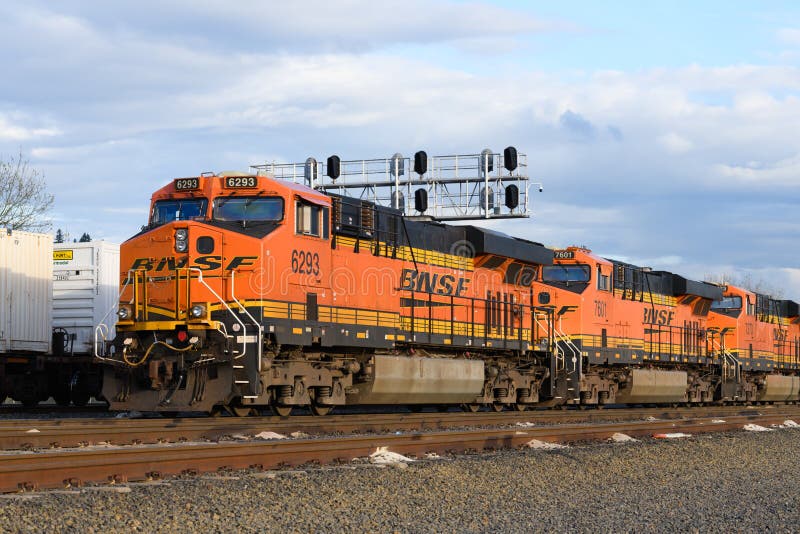 BNSF Freight Train in Seattle in Evening Light Editorial Photography ...