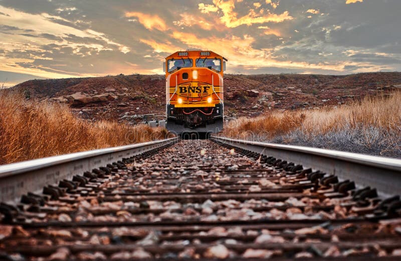 BNSF West Texas Train at Sunset Editorial Photo - Image of editorial ...