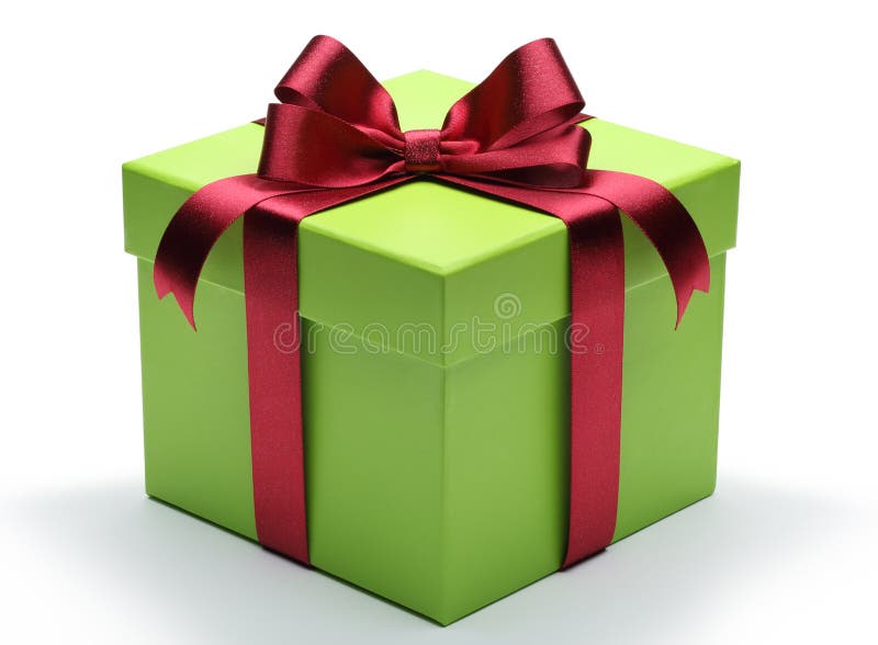 Boîte-cadeau Vert Avec L'arc Rouge De Ruban Image stock - Image du ...