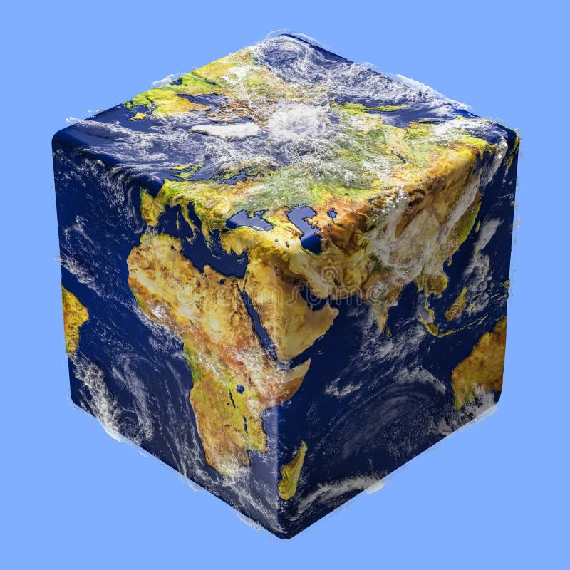 Carte De La Terre Du Monde De Globe Sous Forme De Cube Rendu 3d ...