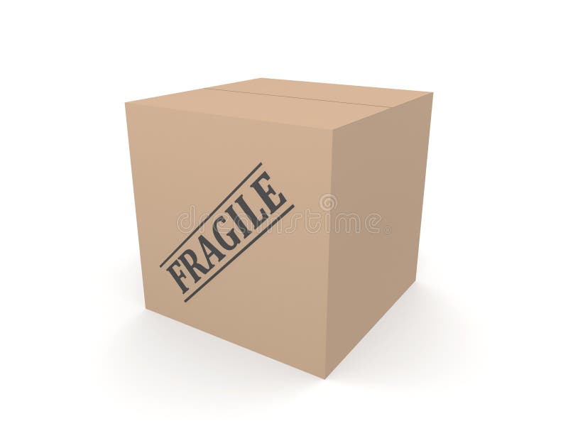 Boîte en carton 3D fragile illustration stock. Illustration du caisse ...