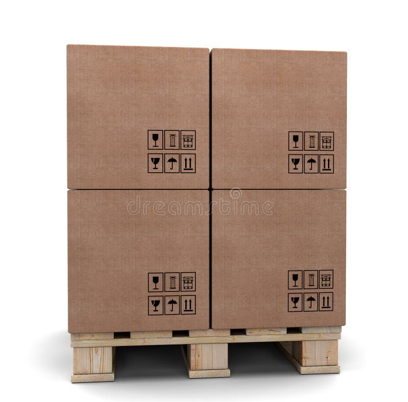 Cadres De Transport Sur La Palette De Fret Illustration Stock ...