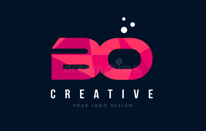 BO B O Letter Logo with Purple Low Poly Pink Triangles Concept Stock ...