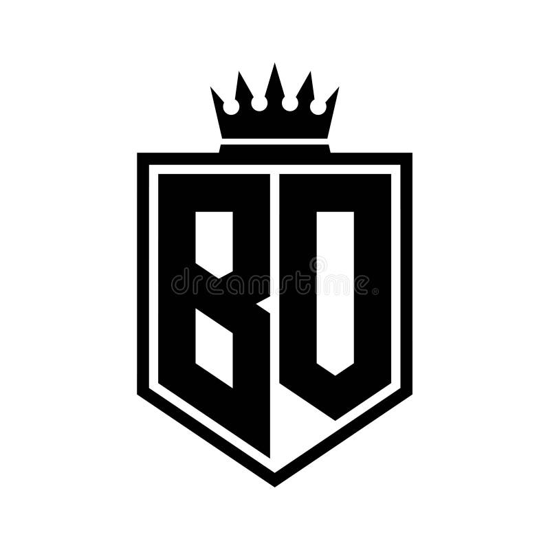 BO Logo Monogram Bold Shield Geometric Shape with Crown Outline Black ...