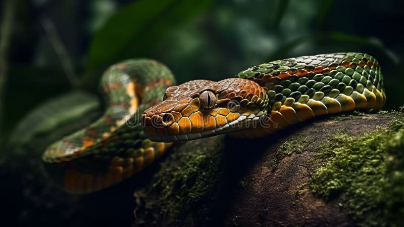 The Boa Constrictor. Snake on Branch Stock Illustration - Illustration ...