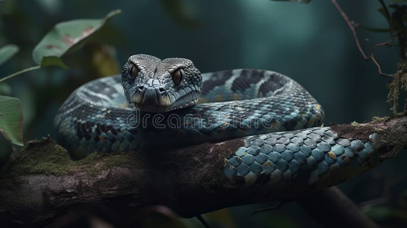 The Boa Constrictor. Snake on Branch Stock Illustration - Illustration ...
