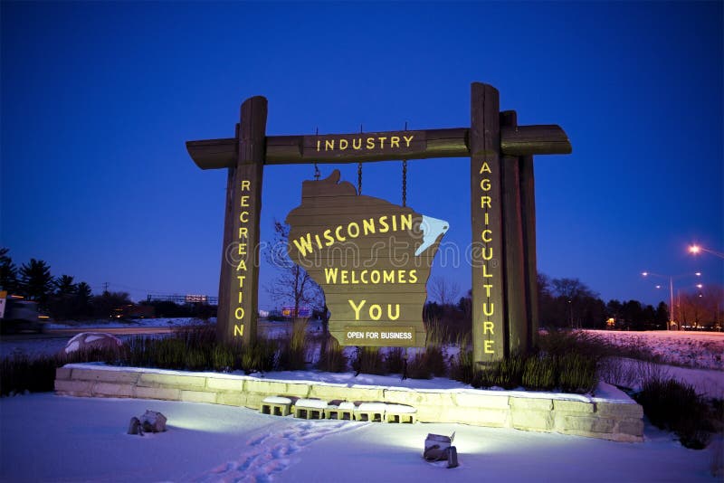 Bem-vindo Ao Estado De Wisconsin, EUA, Viagem Imagem de Stock - Imagem ...