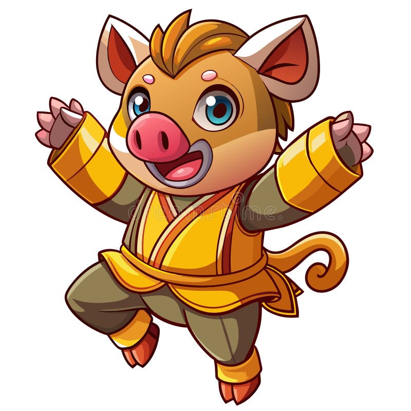 Boar dancing vector kawaii stock vector. Illustration of flat - 322397895