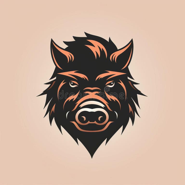 Stylized Boar Head Logo Design in Flat Style Graphic Stock Illustration ...