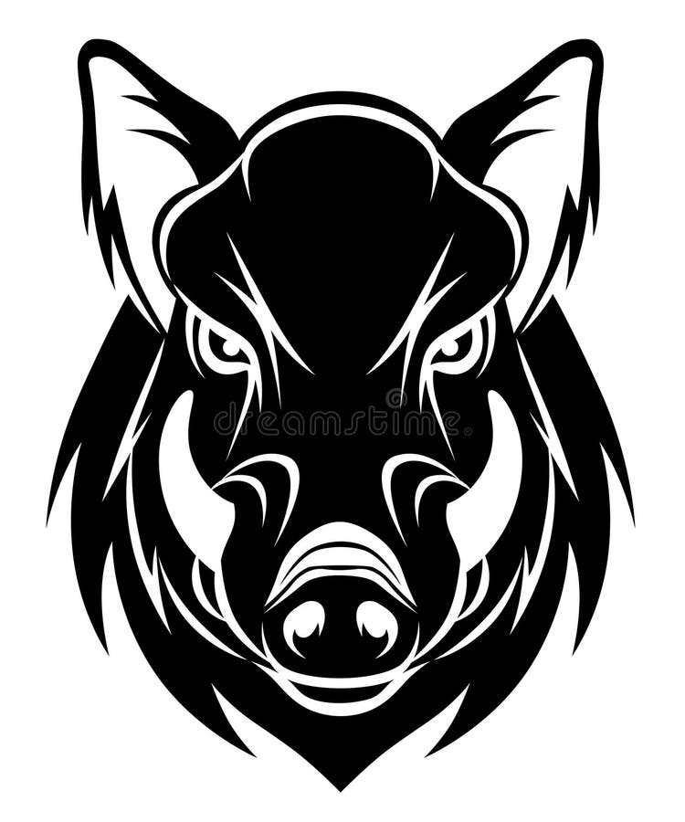 Boar head stock vector. Illustration of face, monochrome - 47690447