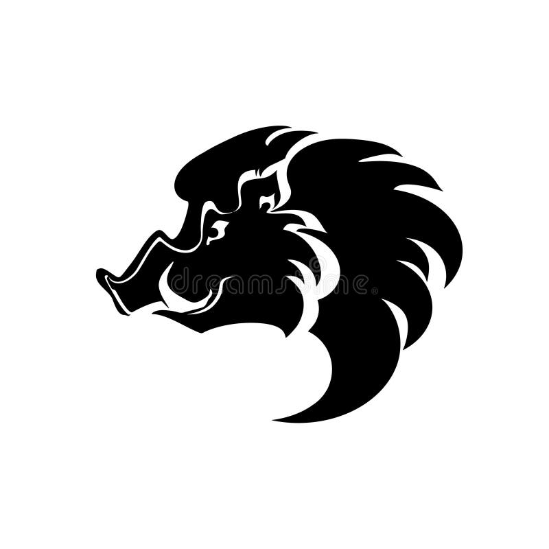 Boar head on white. stock illustration. Illustration of pattern - 128344246