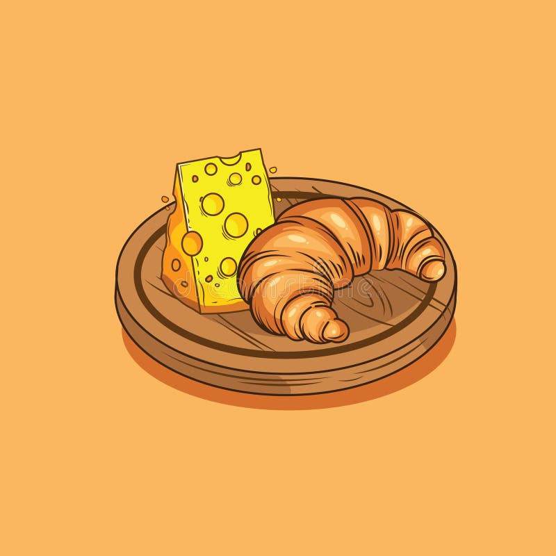 Bread and Cheese on Chopping Board Vector Illustration Stock Vector ...