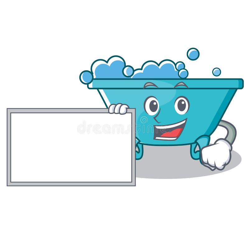 With Board Bathtub Character Cartoon Style Stock Vector - Illustration ...