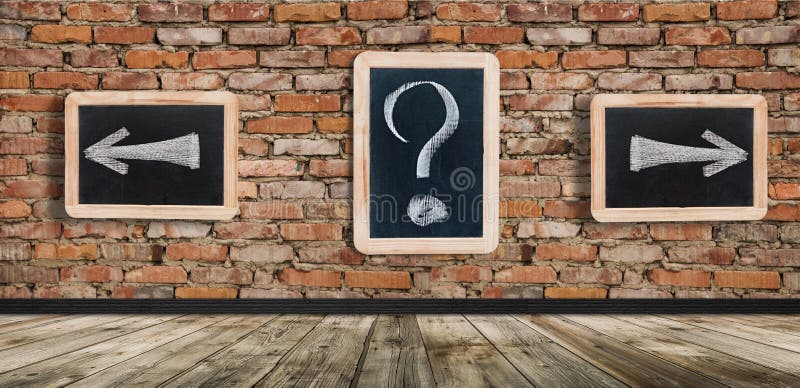 Board on a Brick Wall with a Chalk Drawing of a Question Mark. Stock ...