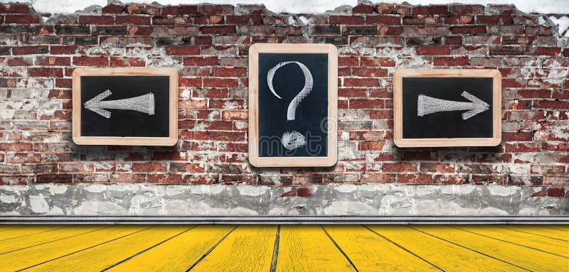 Board on a Brick Wall with a Chalk Drawing of a Question Mark. Stock ...
