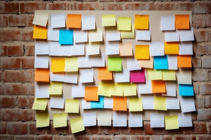 Board in Bureau with Multi-colored Stickers Pasted on it Stock ...