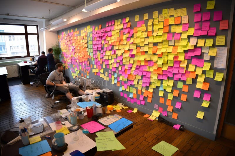 Board in Bureau with Multi-colored Stickers Pasted on it Stock ...