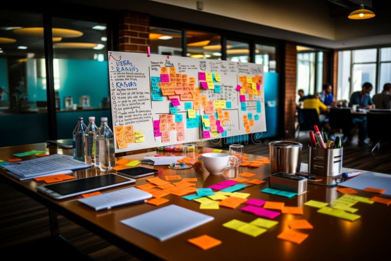 Board in Bureau with Multi-colored Stickers Pasted on it Stock ...