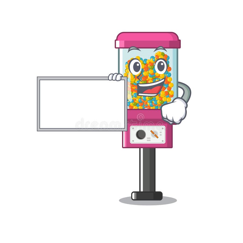 With Board Candy Vending Machine Isolated in Mascot Stock Vector ...