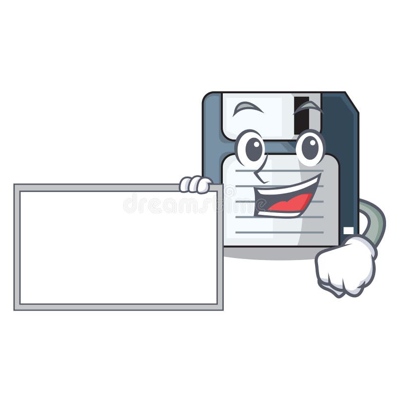 With Board Cartoon Shape in the Floppy Disk Stock Vector - Illustration ...