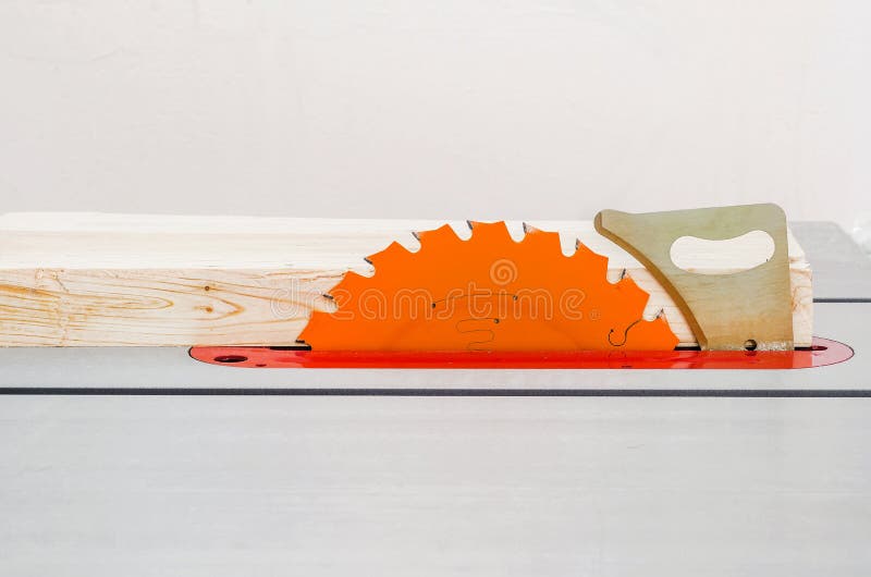 Board is on the Circular Saw Machine in the Workshop of Woodwork Stock ...