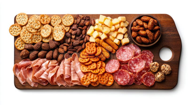 Board with Cold Cuts, Cookies and Crackers on an Isolated Background ...