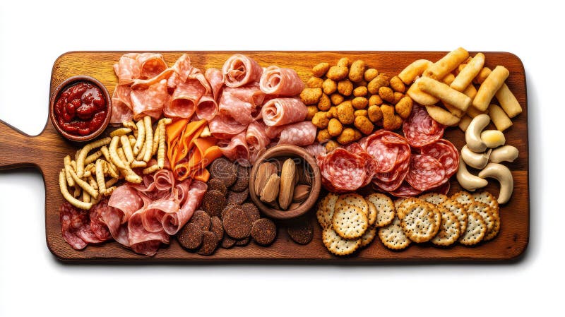 Board with Cold Cuts, Cookies and Crackers on an Isolated Background ...