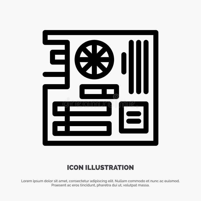 Computer, Main, Mainboard, Mother, Motherboard Line Icon with 5 Steps ...